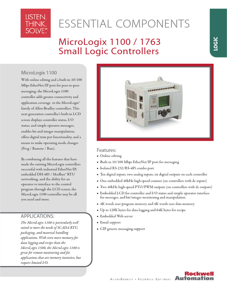 Essential Components: Micrologix 1100 / 1763 Small Logic Controllers ...