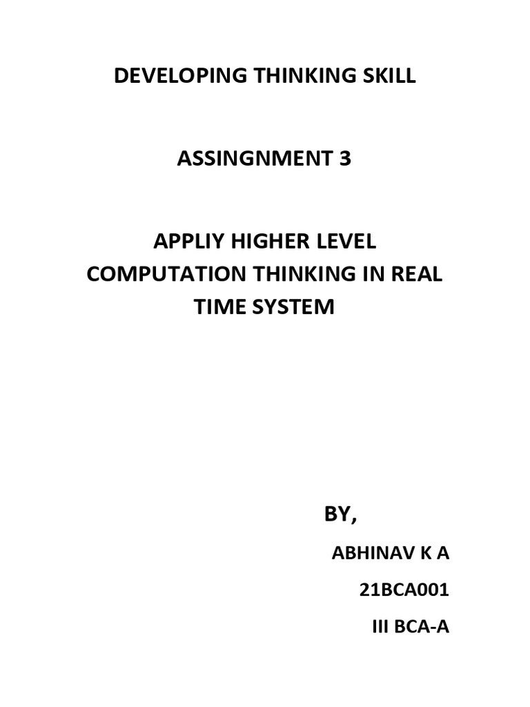 Developing Thinking Skill - A3 | PDF | Human–Computer Interaction | System