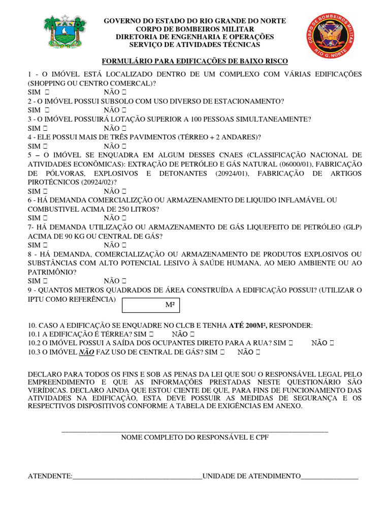 Questionario - CLCB Bombeiros | PDF | Casa e Jardim | Tecnologia e Engenharia