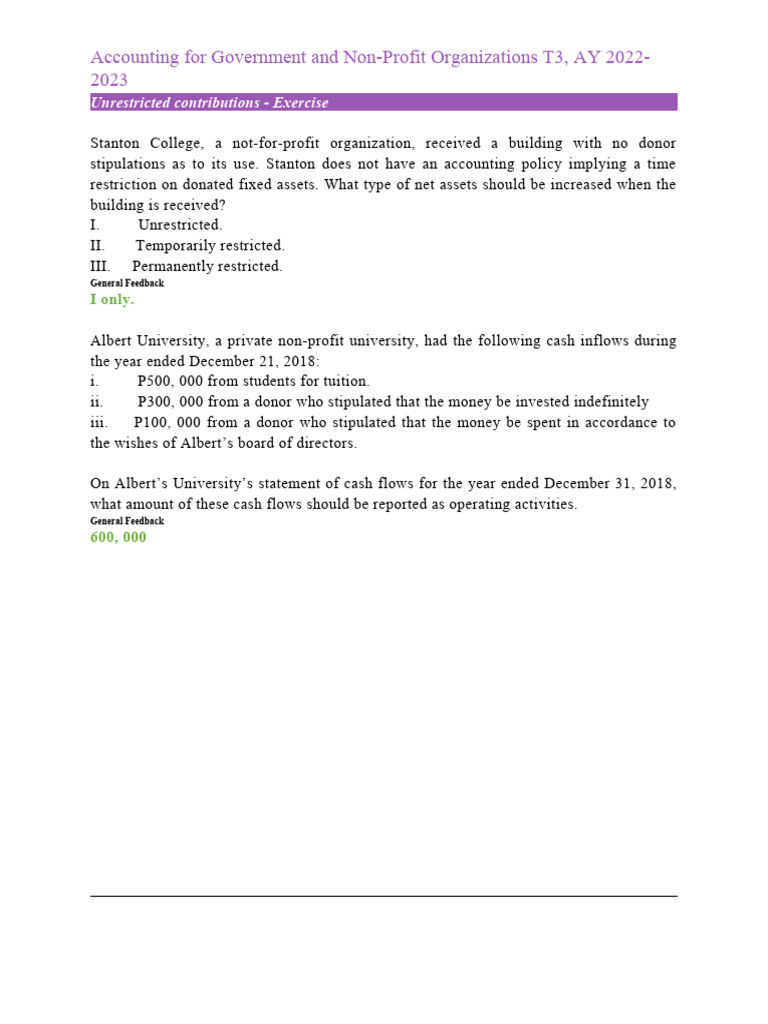 Accounting For Government and Non Profit Organizations - ASSESSMENTS ...