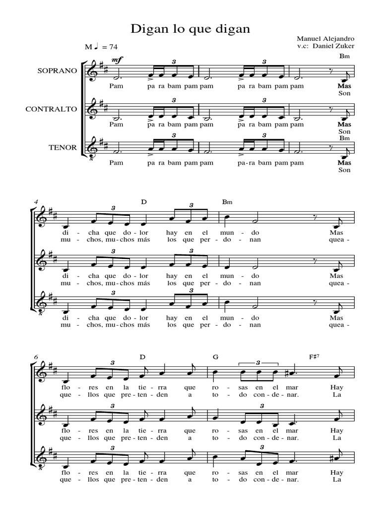 Digan Lo Que Digan 3 Voces - Sim Final | PDF | Canto | Música vocal