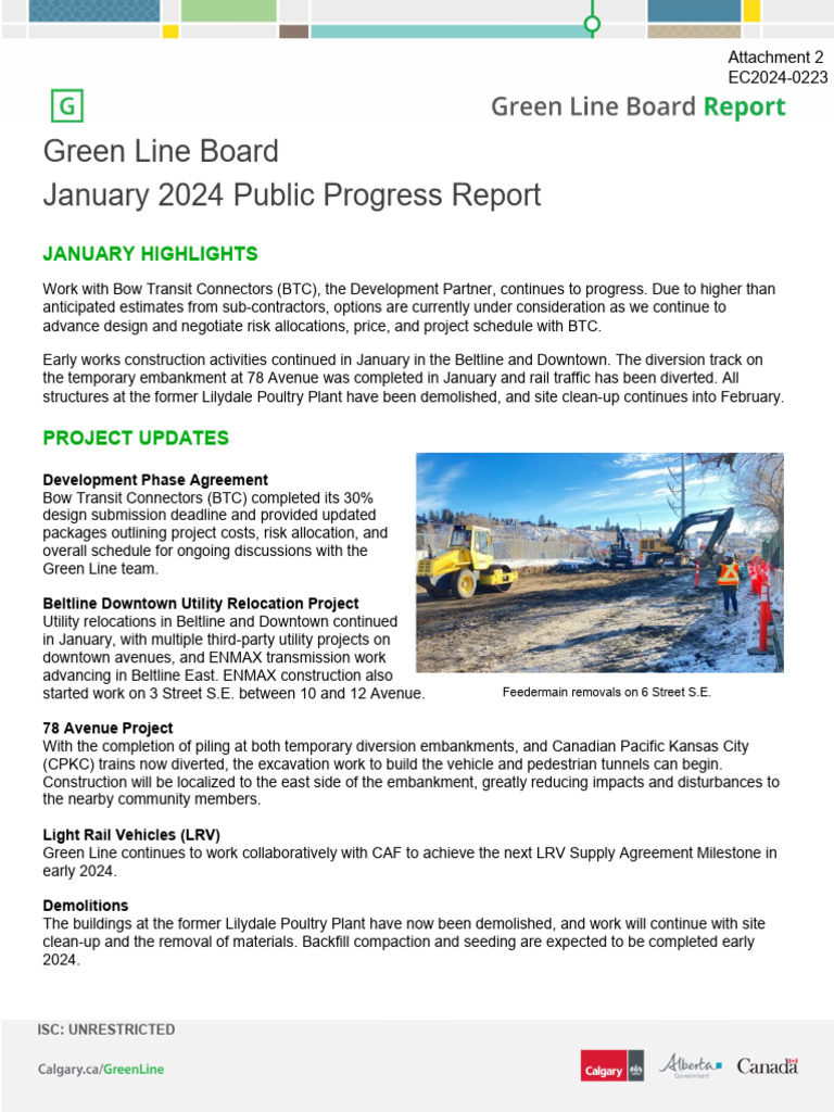 Attach 2 - Green Line Progress Report January 2024, EC2024-0223 | PDF ...