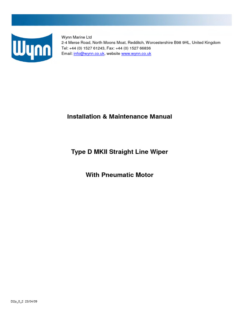 Pneumatic Wiper Installation Guide | PDF | Belt (Mechanical) | Screw