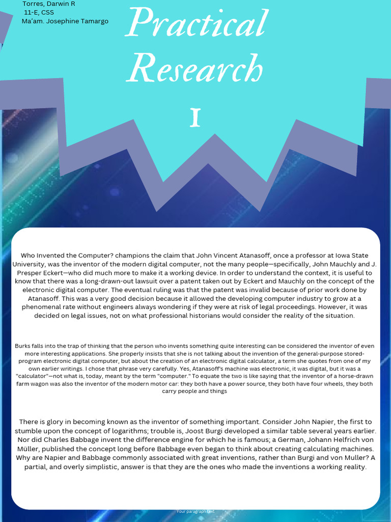 Practical Research 1 | PDF | Invention | Office Equipment