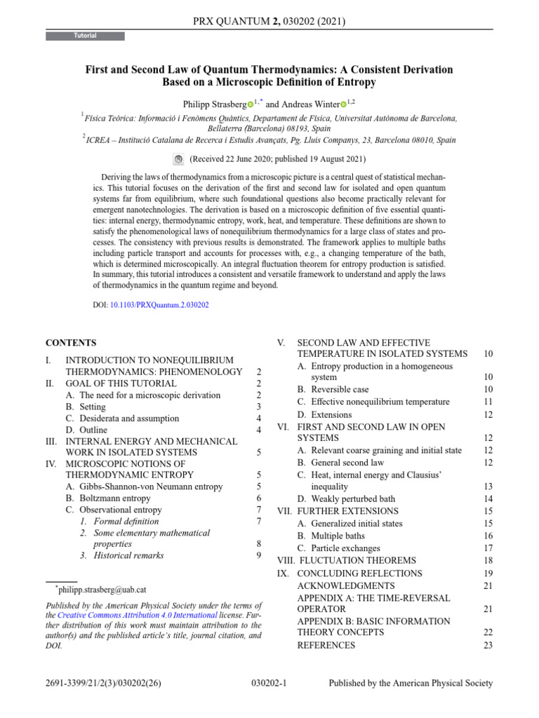 PRXQuantum 2 030202 | PDF | Entropy | Thermodynamics