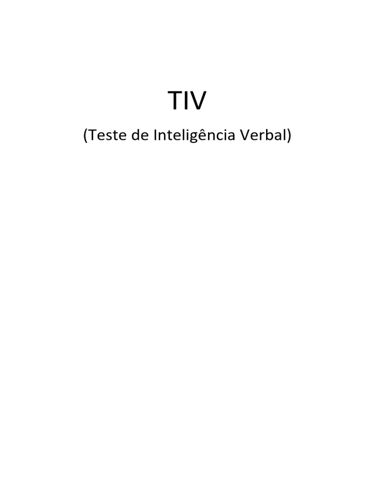 TIV+ +Teste+de+Intelige Ncia+Verbal | PDF