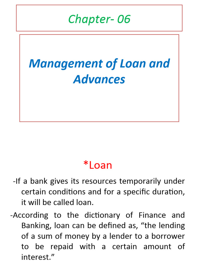 Chapter 6 Bank Loan Management | PDF | Loans | Banks