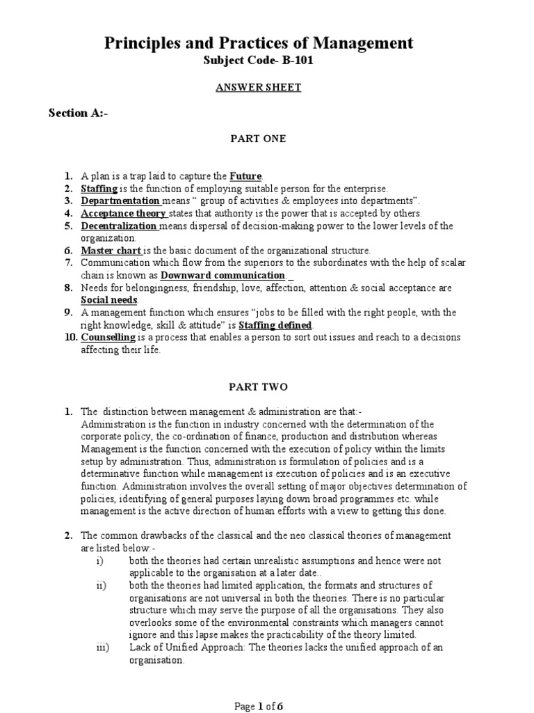 Principles and Practices of Management: An Overview of Key Concepts and ...