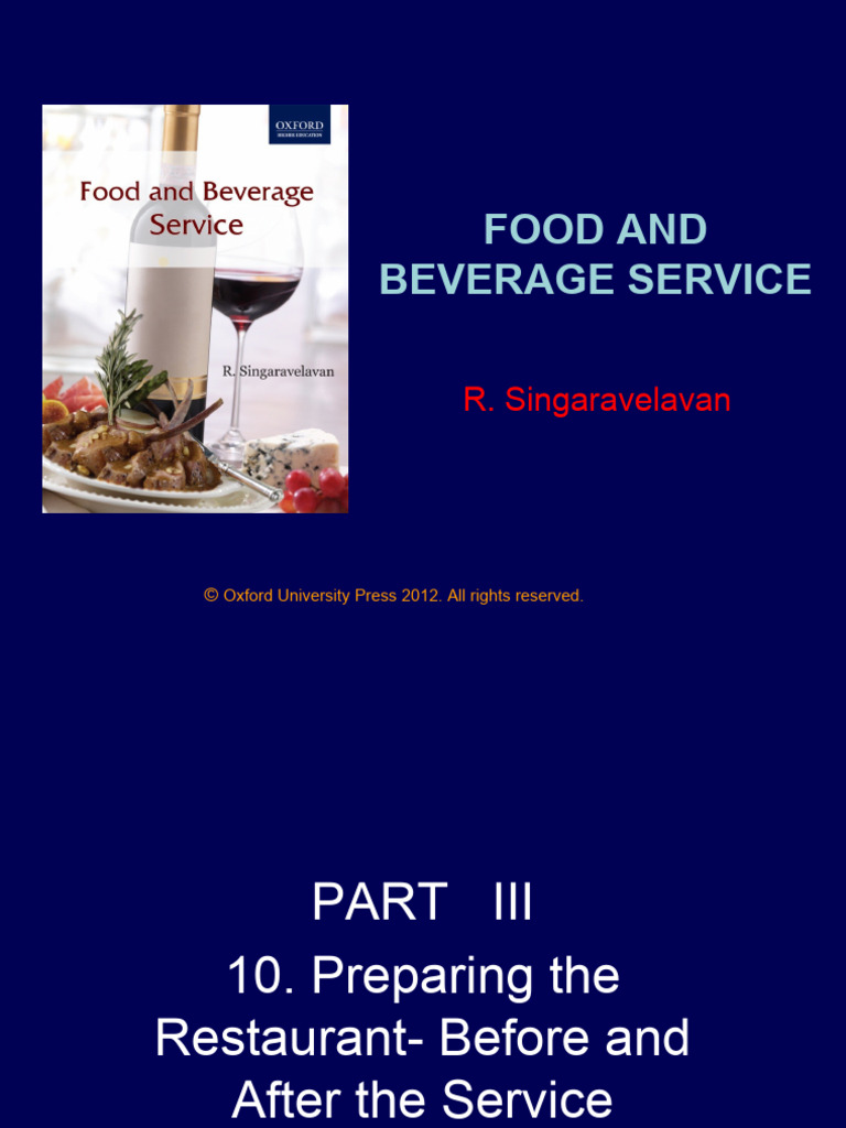 381 33 Powerpoint Slides Cha 10 Preparing the Restaurant Before and ...