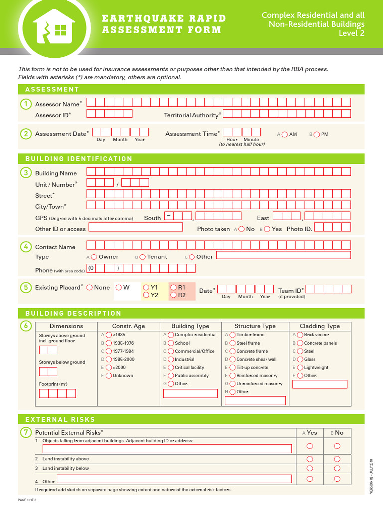Earthquake Rapid Assessment Form: Complex Residential and All Non ...