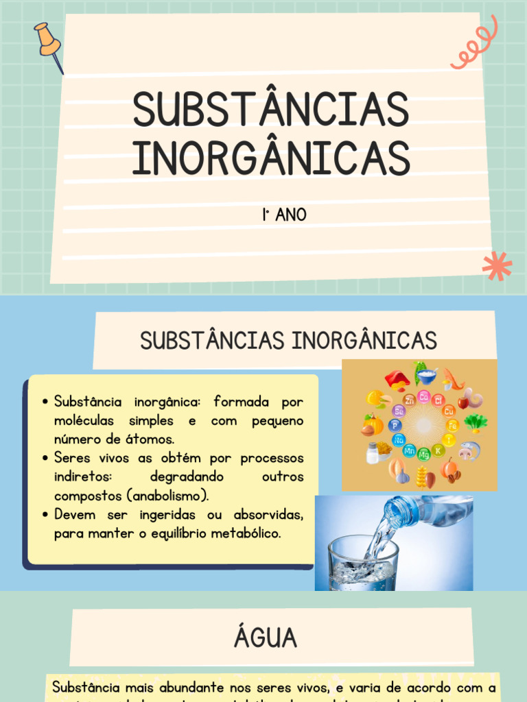 Substâncias Inorgânicas | PDF | Propriedades da água | Água