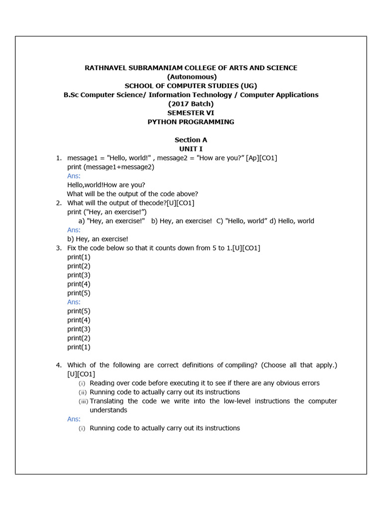 Python Answer | PDF | Data Type | Parameter (Computer Programming)