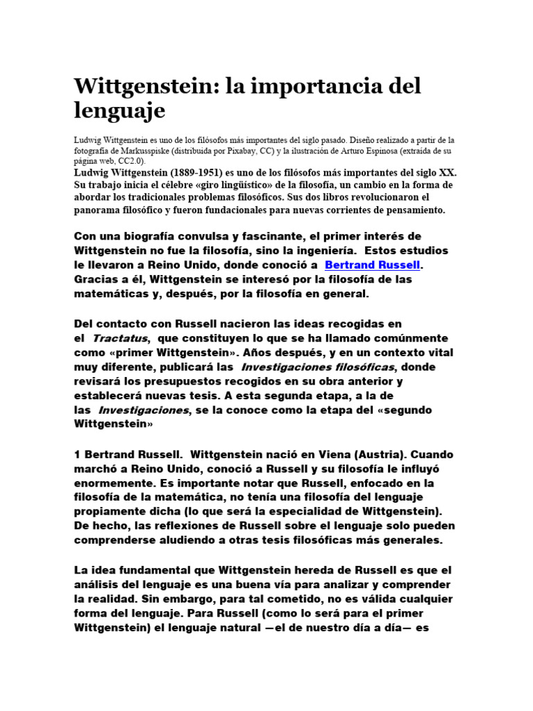 Wittgenstein y el giro lingüístico | PDF | Ludwig Wittgenstein | Verdad