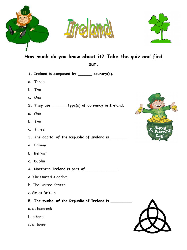 Ireland Quiz for Trivia Enthusiasts | PDF