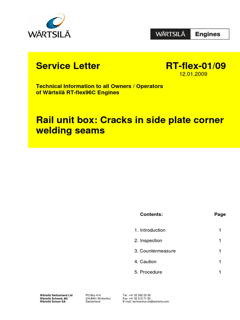 RT-flex-01 - 09 Rail Unit Box - Cracks in Side Plate Corner Weling ...