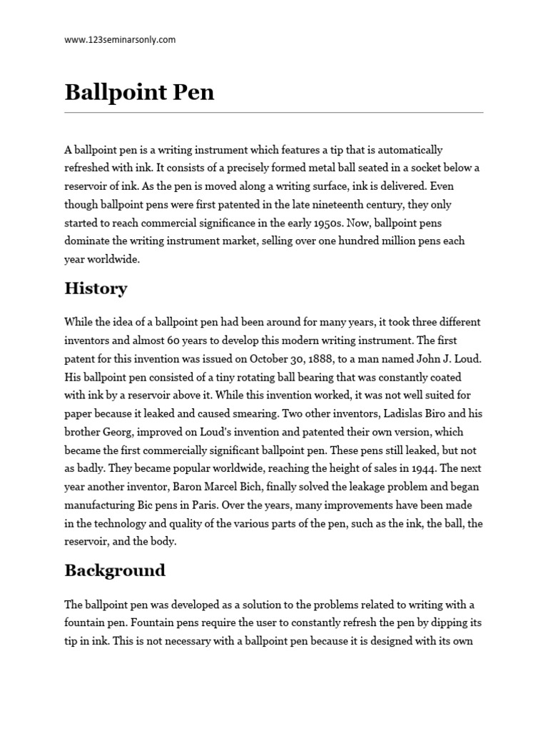 Manufacturing Technology of Pen | PDF | Pen | Ink