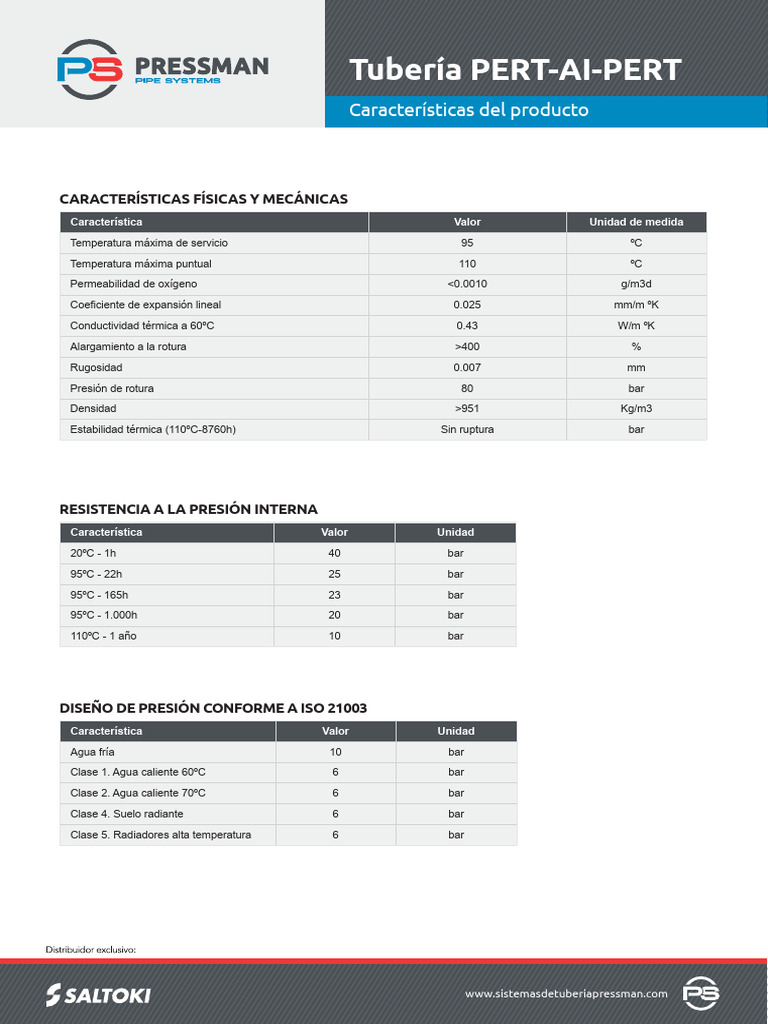 Ficha-técnica-Tubo-Multicapa-PERT-AI-PERT-Pressman | PDF