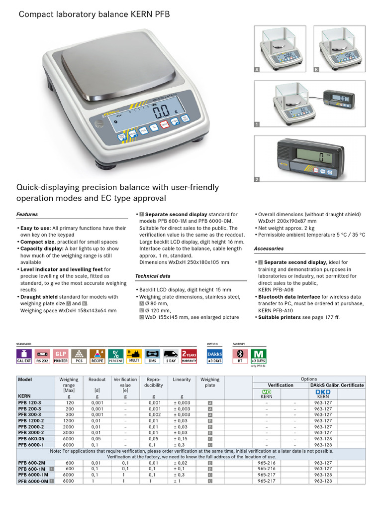 Kern-Pfb Flyer en | PDF | Weight | Calibration