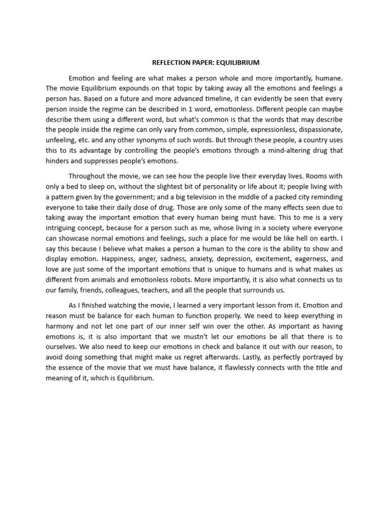 Reflection Paper | PDF | Emotions | Feeling