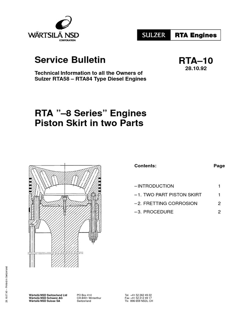 RTA-10 Piston Skirt in Two Parts | PDF | Piston | Screw