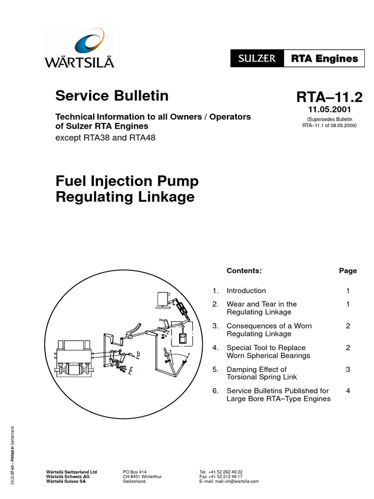 RTA-11.2 Fuel Injectio Pump Regualting Linkage | PDF | Piston | Pump