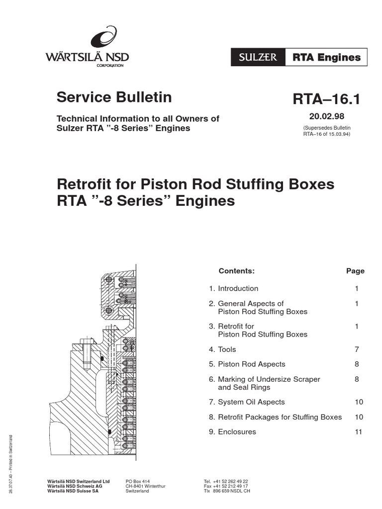 RTA-16.1 Retrofit For Piston Rod Stuffing Boxes | PDF | Piston | Machines