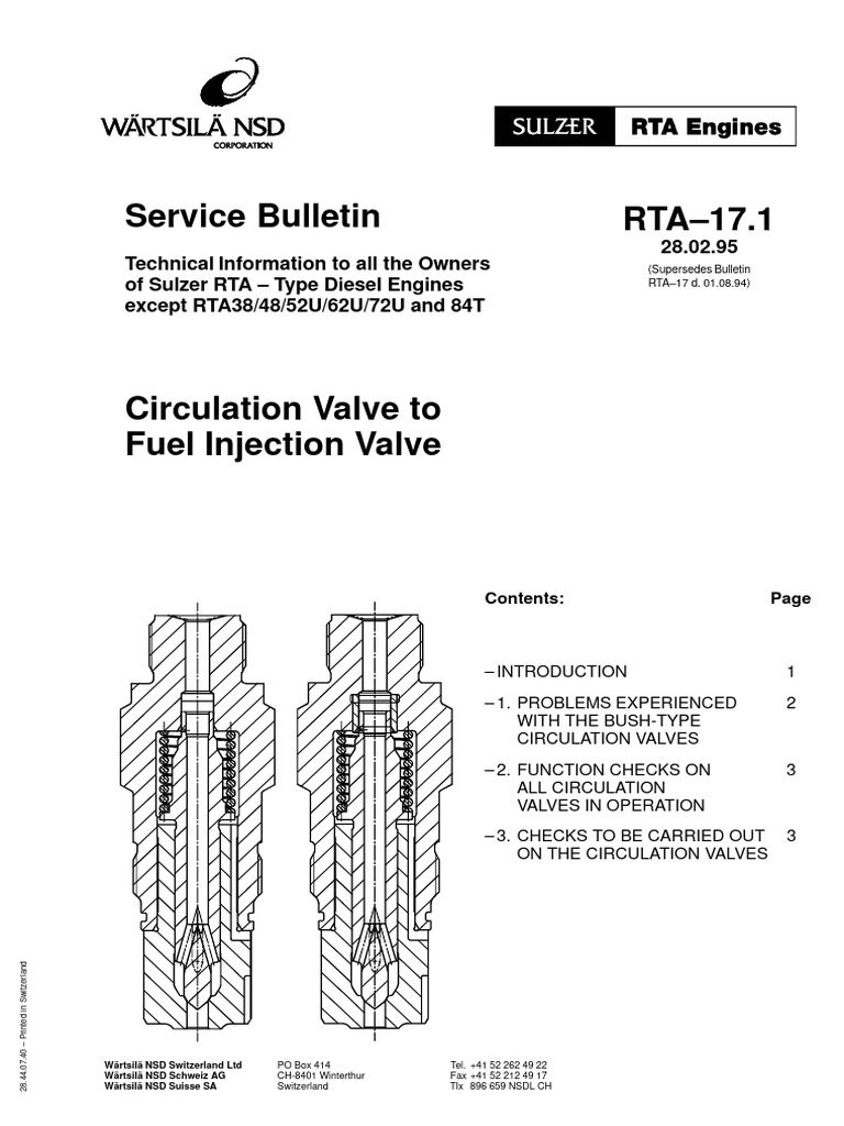 RTA-17.1 Circulation Vlve To Fuel Injection Valve | PDF | Valve | Pipe ...