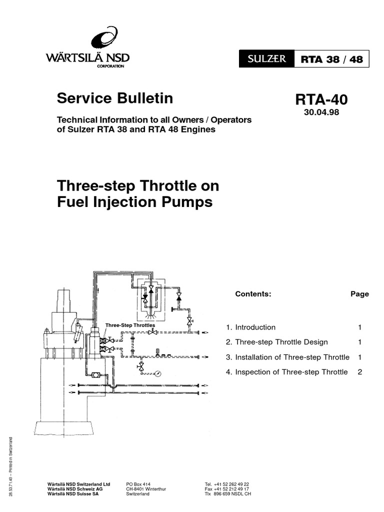 RTA-40 Three-Step Throttle On Fuel Injection Pumps | PDF | Throttle | Pump
