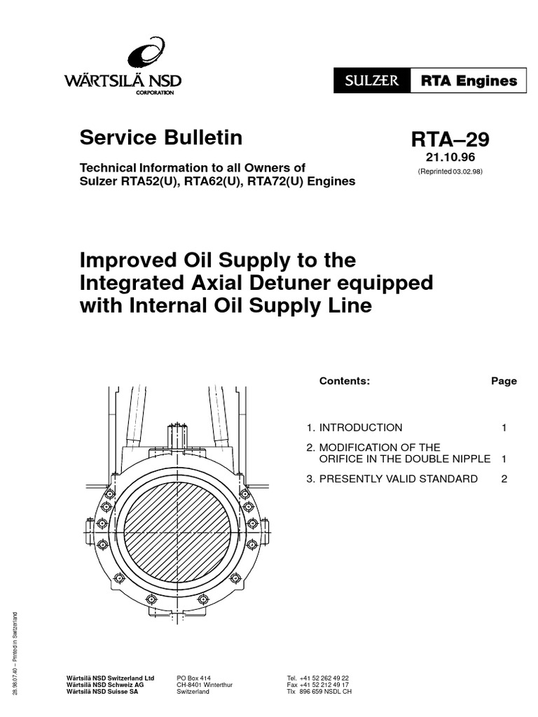 RTA-29 Improved Oil Supply to the Integrated Axial Detuner | PDF ...
