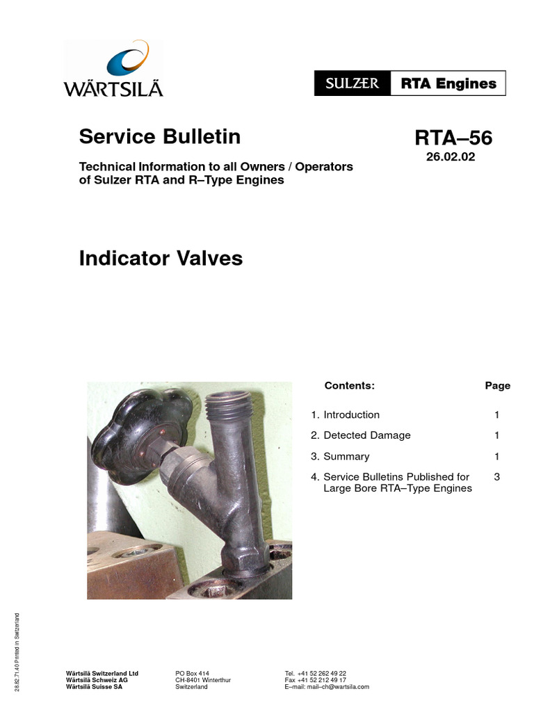 RTA-56 Indicator Valves | Download Free PDF | Piston | Engines