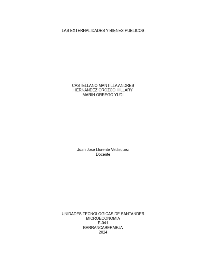 Las Externalidades y Bienes Publicos | PDF | Exterioridad | Bienes