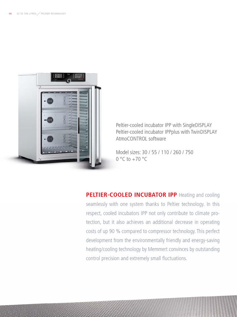 Memmert IPP Series Peltier-Cooled Incubator Brochure | PDF | Manufactured Goods | Electrical ...