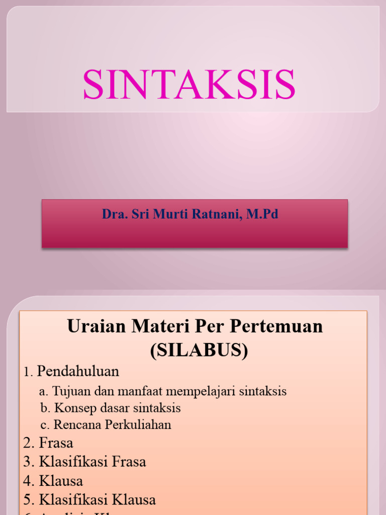 SINTAKSIS | PDF | Seni & Disiplin Bahasa