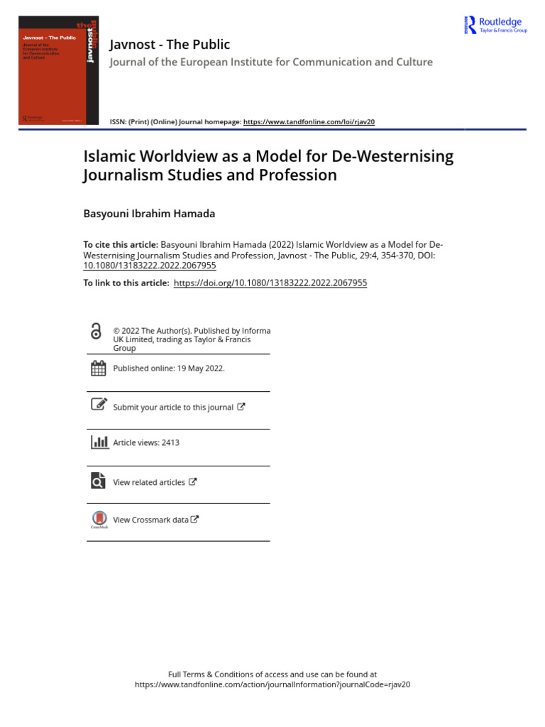 Islamic Worldview As A Model For de Westernising Journalism Studies and Profession | PDF ...