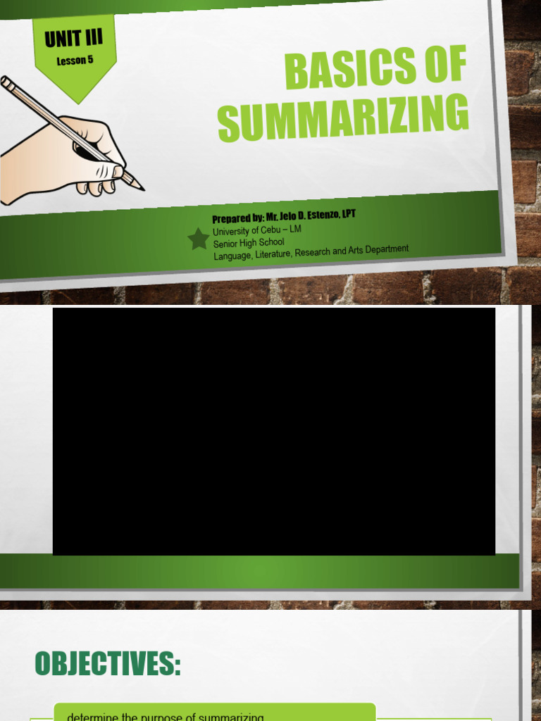 Basics of Summarizing | PDF | Swot Analysis | Communication
