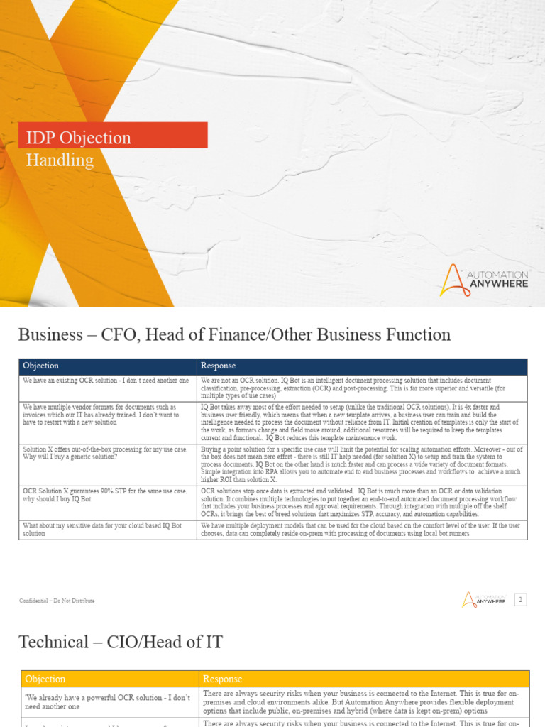Objection Handling | PDF | Cloud Computing | Optical Character Recognition