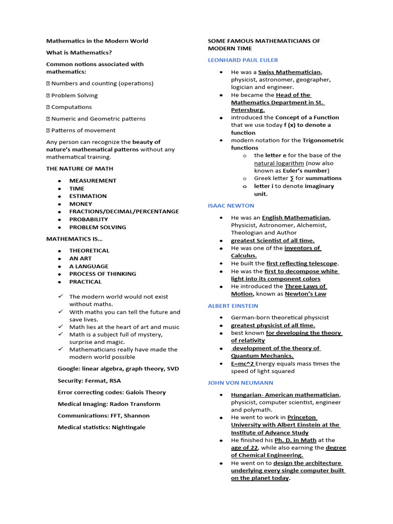 Mathematics in The Modern World - MIDTERM | PDF