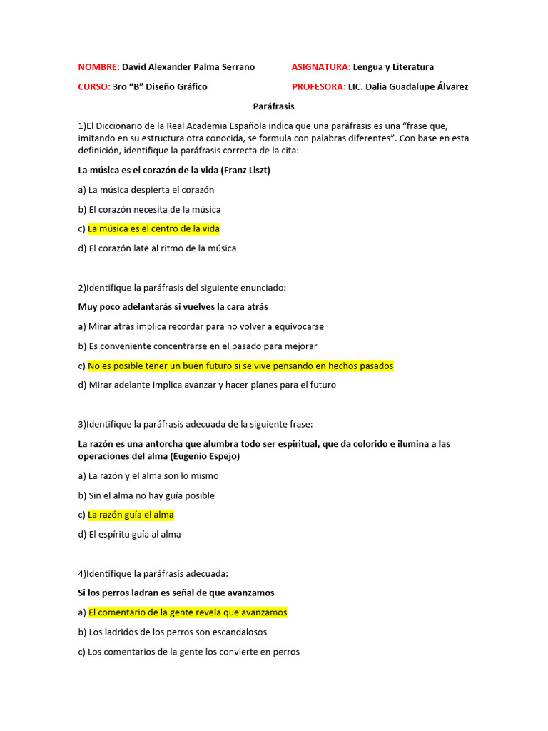 Tarea #1 Del 1P Parafrasis David Palma 3ro B Diseño Grafico | PDF | Autoestima