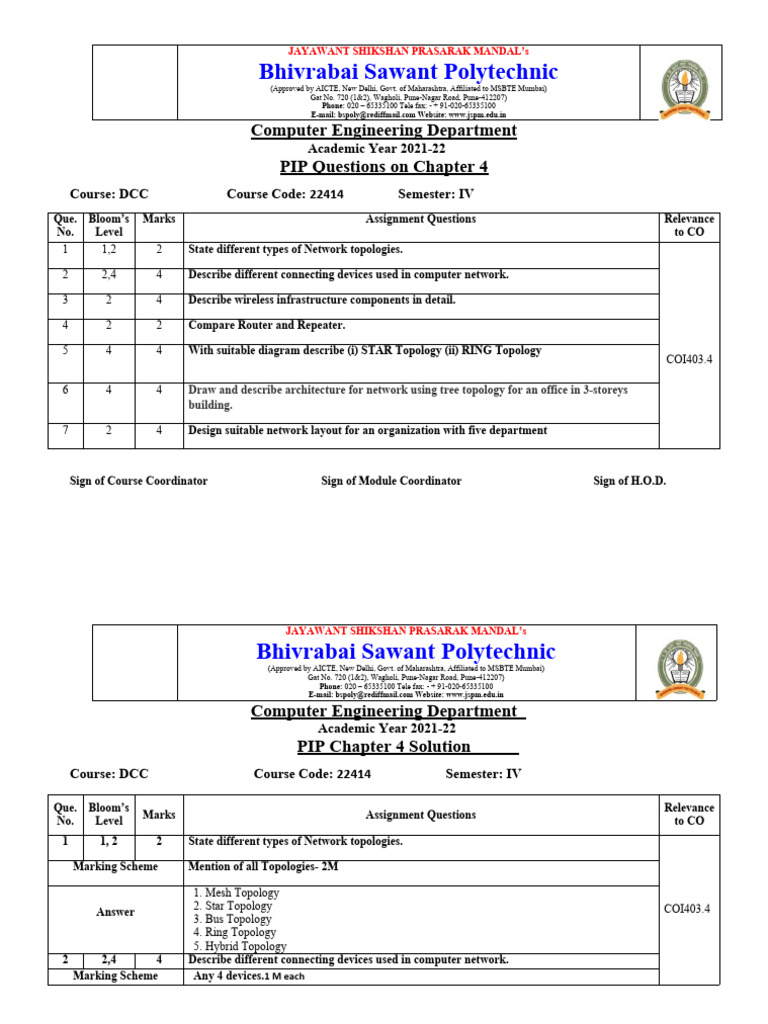 DCC PIP 4th Unit | PDF | Computer Network | Network Topology