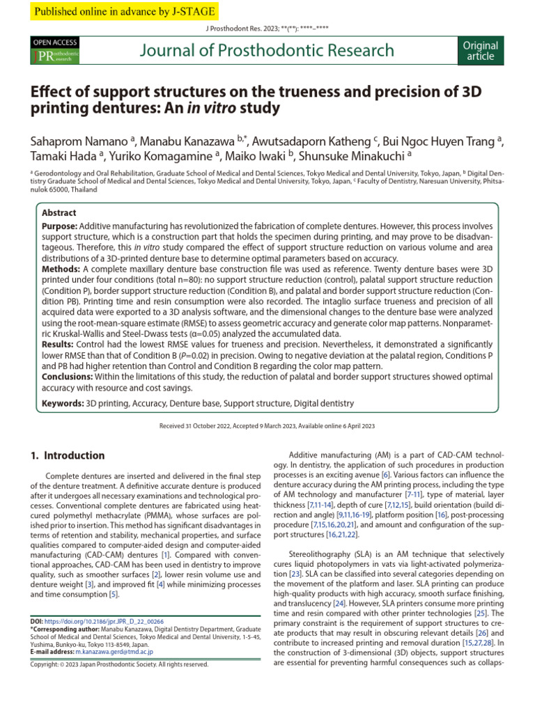 Effect of Support Structures On The Trueness and P | PDF | 3 D Printing ...
