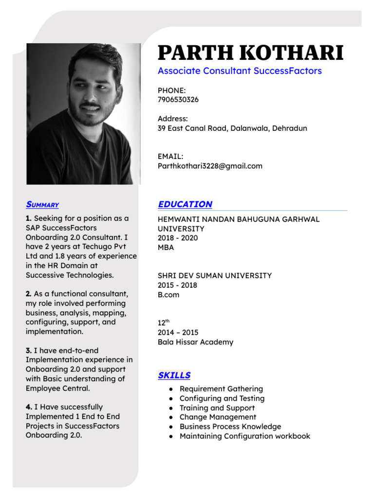Parth Kothari Cv | PDF | Linked In | Consultant