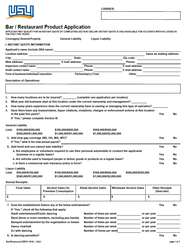 Usli Restaurant and Bar App | PDF | Fraud | Insurance