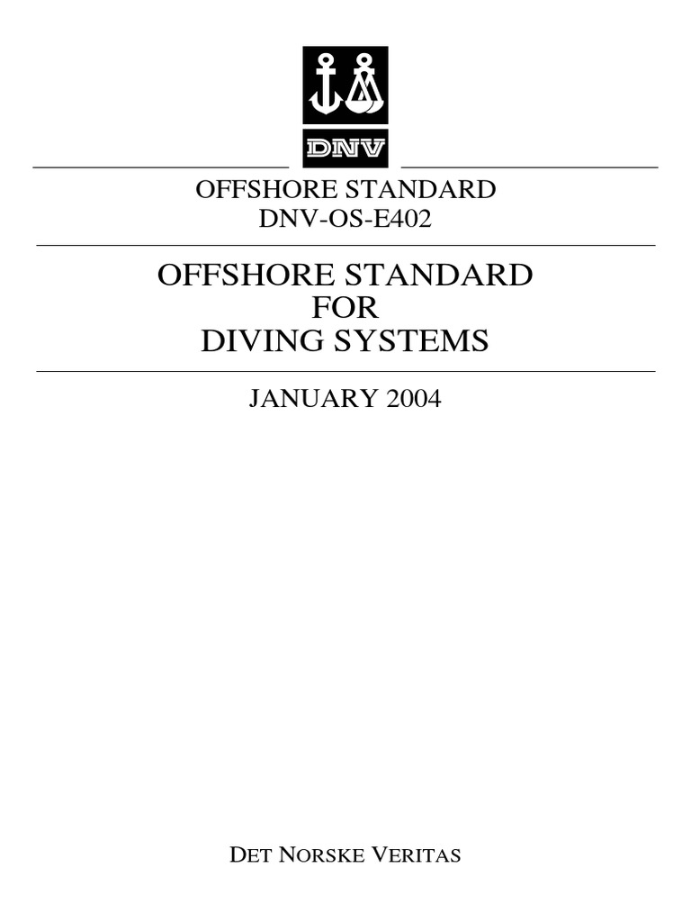 Offshore Standard FOR Diving Systems | PDF
