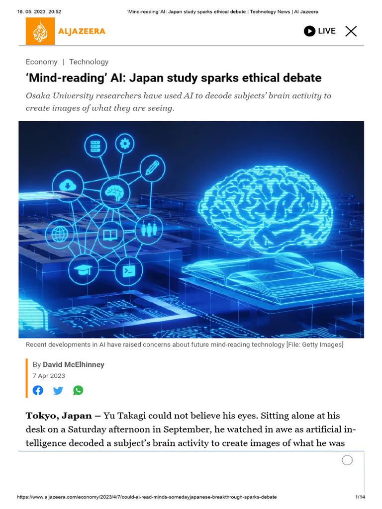 Mind-Reading' AI - Japan Study Sparks Ethical Debate - Technology News ...