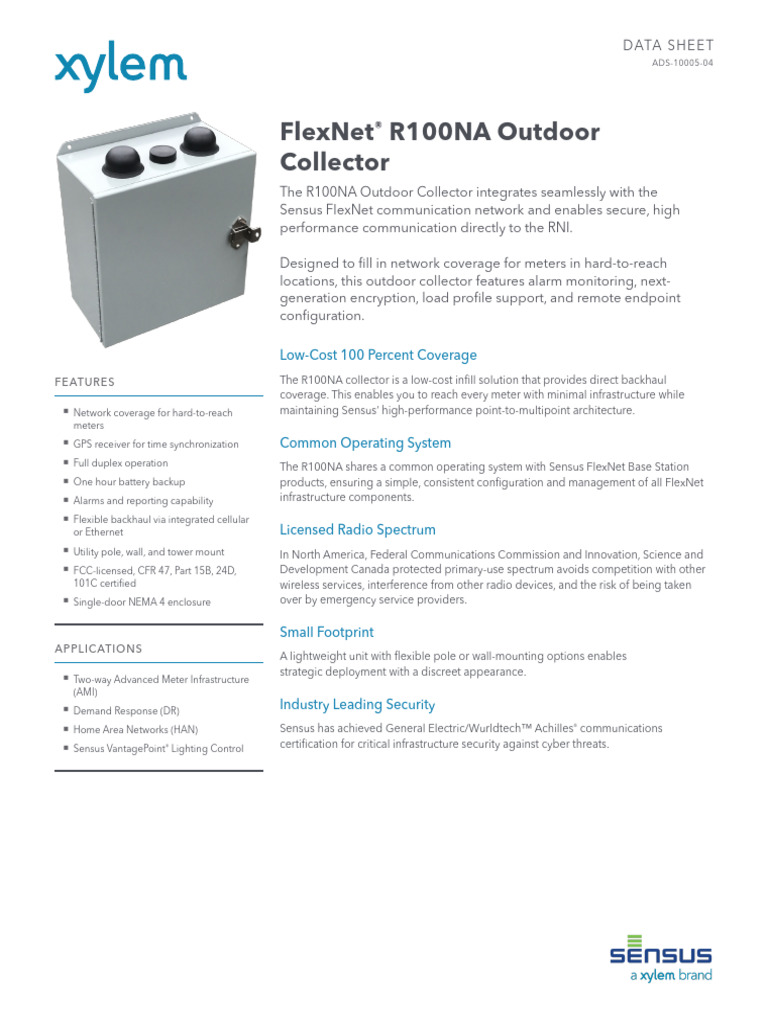 FlexNet R100NA Collector Data Sheet | PDF | Computer Network | Cable Television
