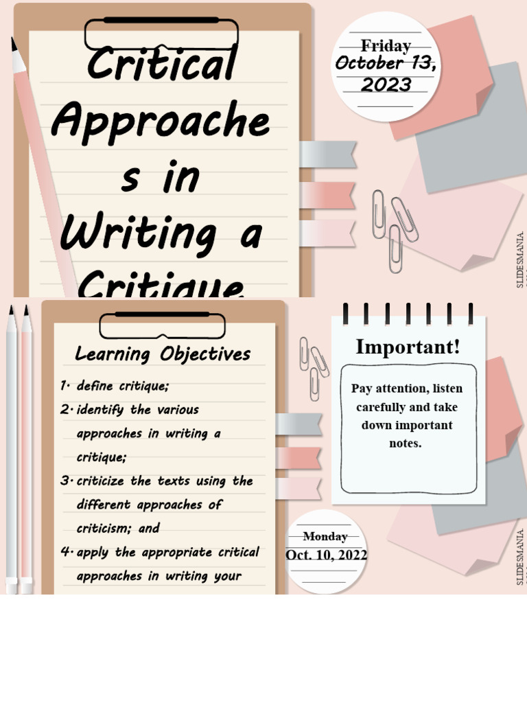 Critical Approaches in Writing A Critique | PDF | Feminism | Gender Studies