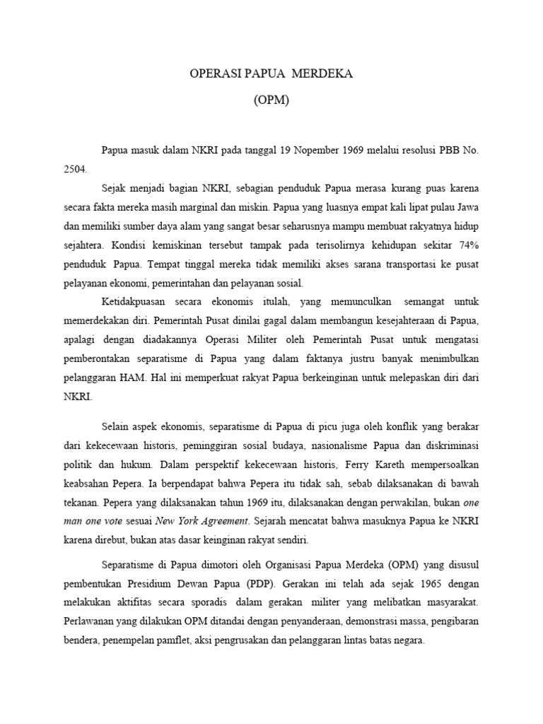 Perjuangan OPM untuk Kemerdekaan Papua | PDF