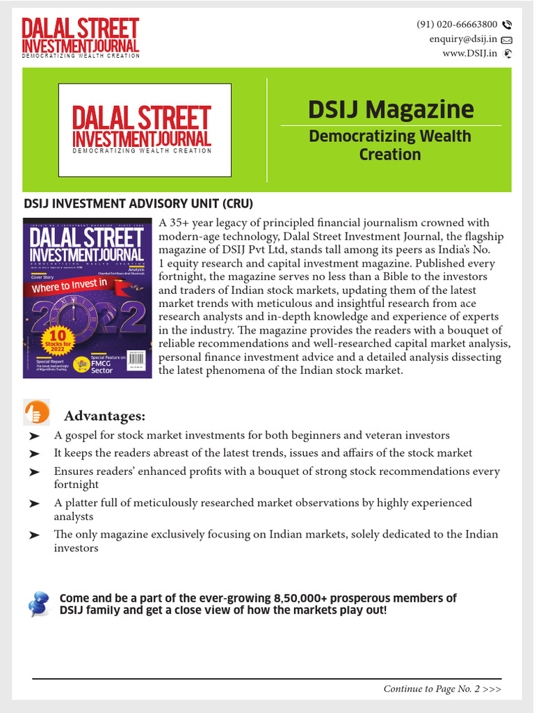 ProductNote DSIJ Magazine | PDF | Investing | Financial Analyst