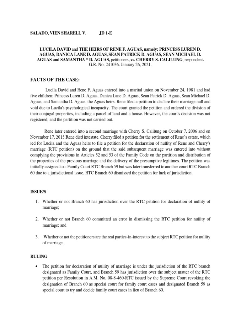 David Vs Calilung - Prescription | PDF | Annulment | Common Law