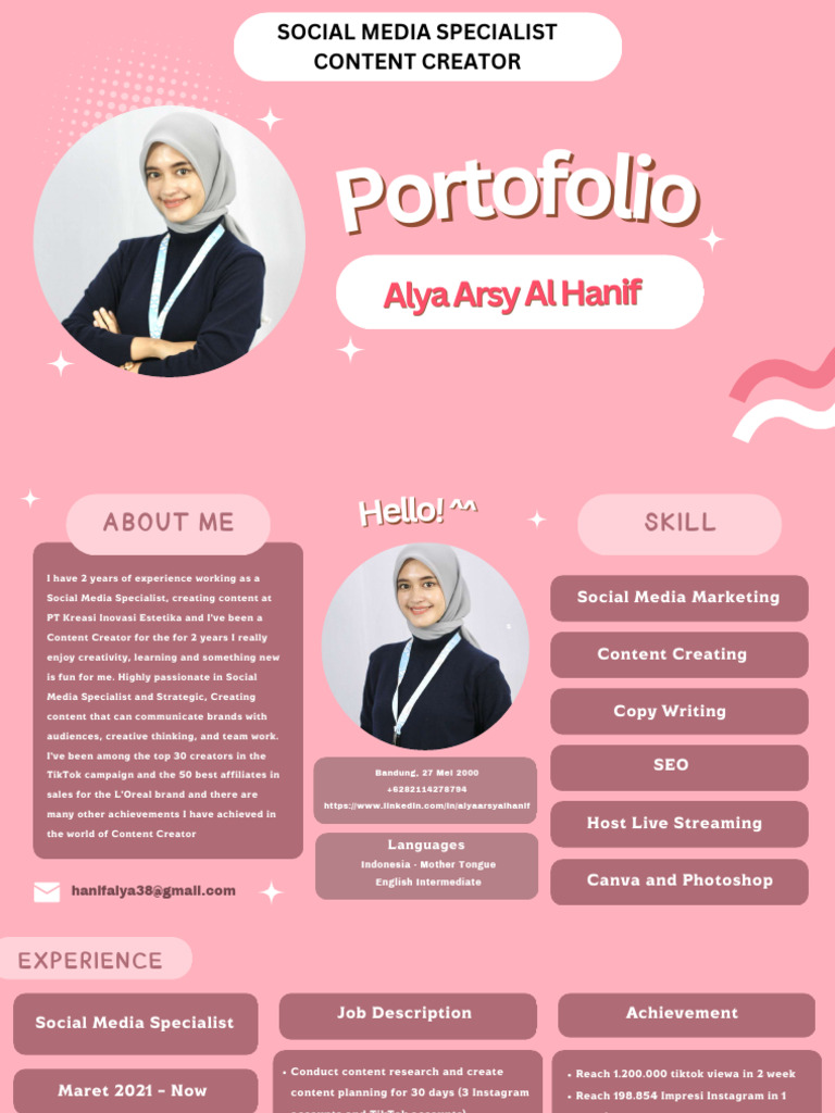 Social Media Specialist Content Creator: Portofolio | PDF